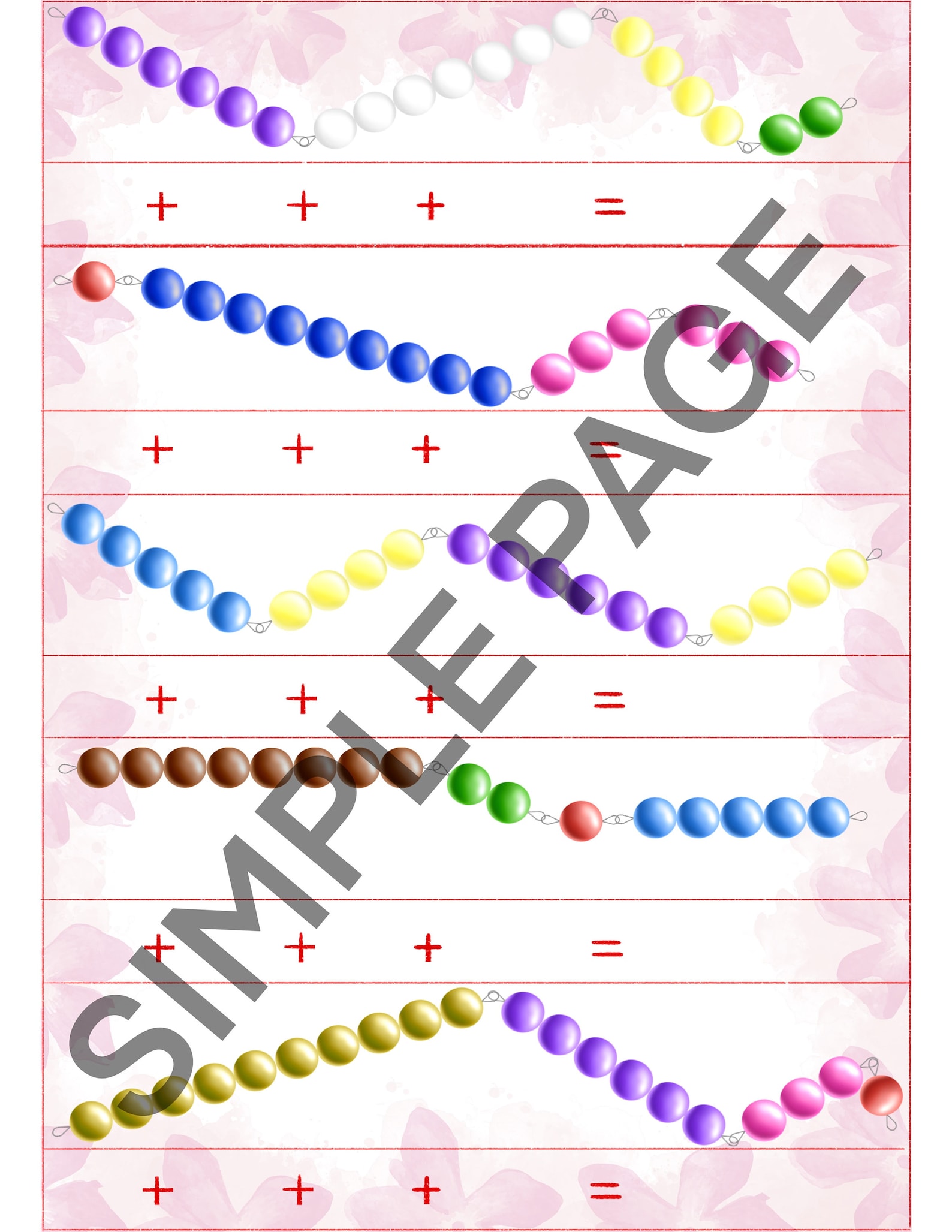 Montessori Addition Worksheets. Bead Ladder.montessori Addition Table ...