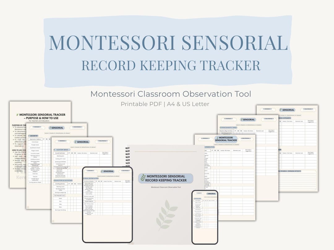 Montessori Sensorial Record Keeping Tracker Printable PDF A4 US Letter ...