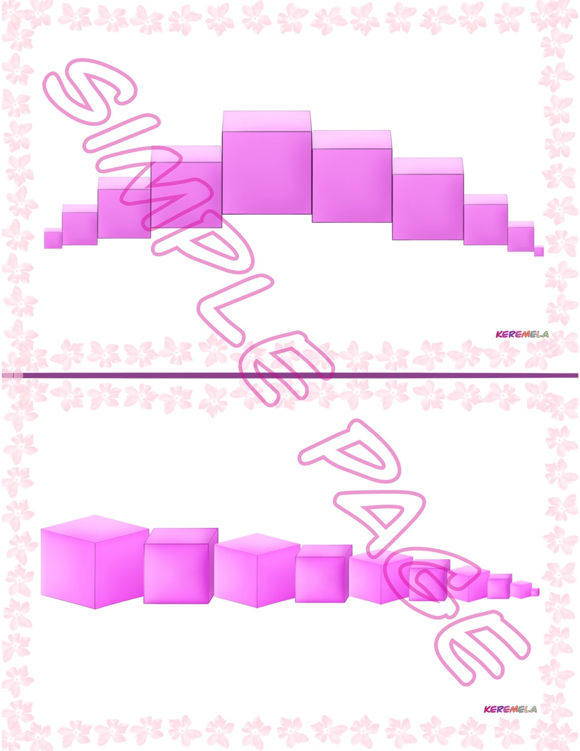 Montessori Pink Tower 3D Working Cards. 14 Different Combınatıon Card ...