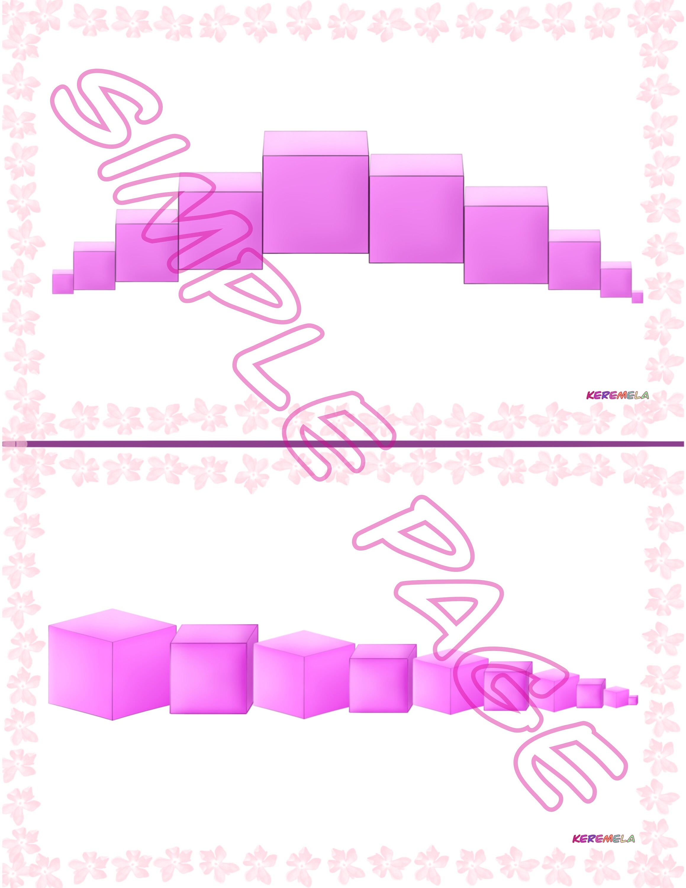 Montessori Pink Tower 3D Working Cards. 14 Different Combınatıon Card ...