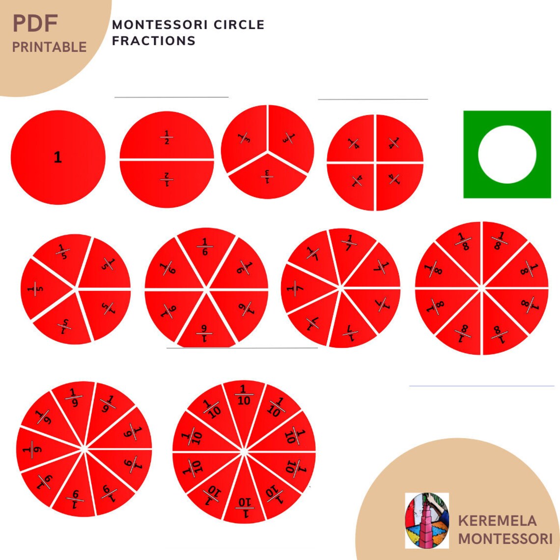 Montessori Fractions. Angle Meter.percentage Meter.math Digital ...