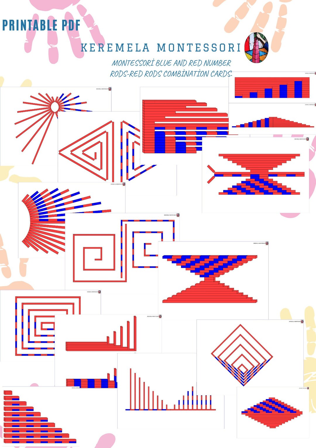 Montessori Blue and Red Number Rods-red Rods Combination Cards.math ...