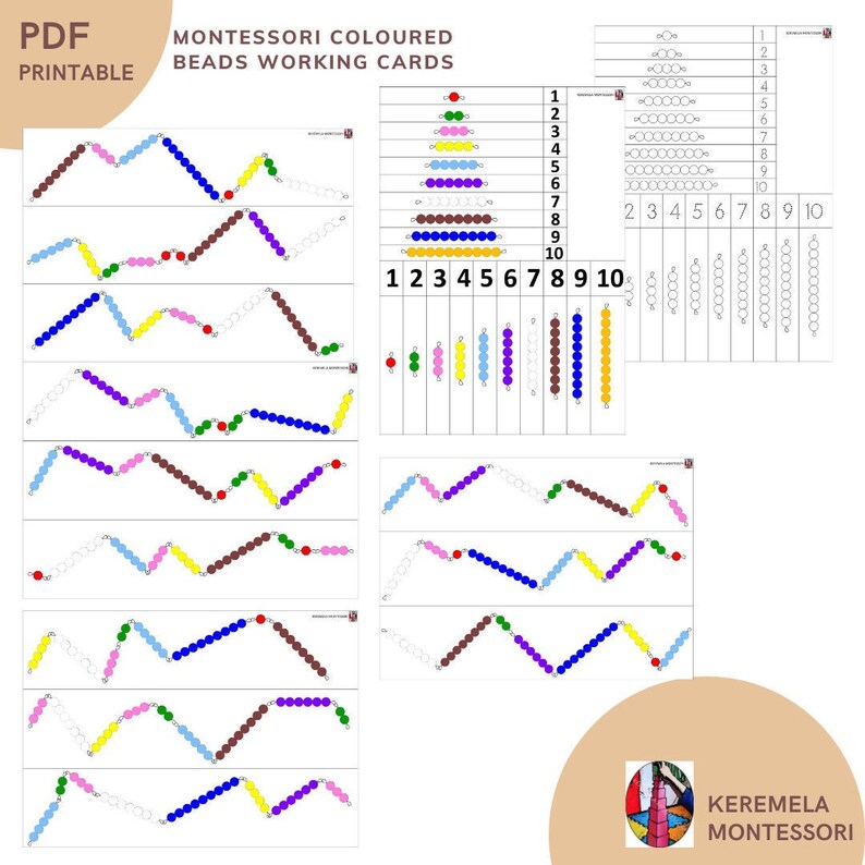 Montessori Coloured Beads Working Card. Montessori Math Materials ...