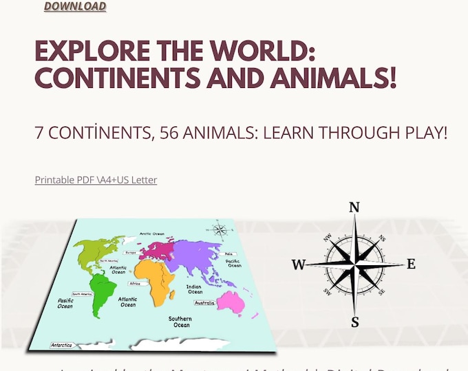 Animals and Their Continents Posters Printable Preschool Kindergarten ...