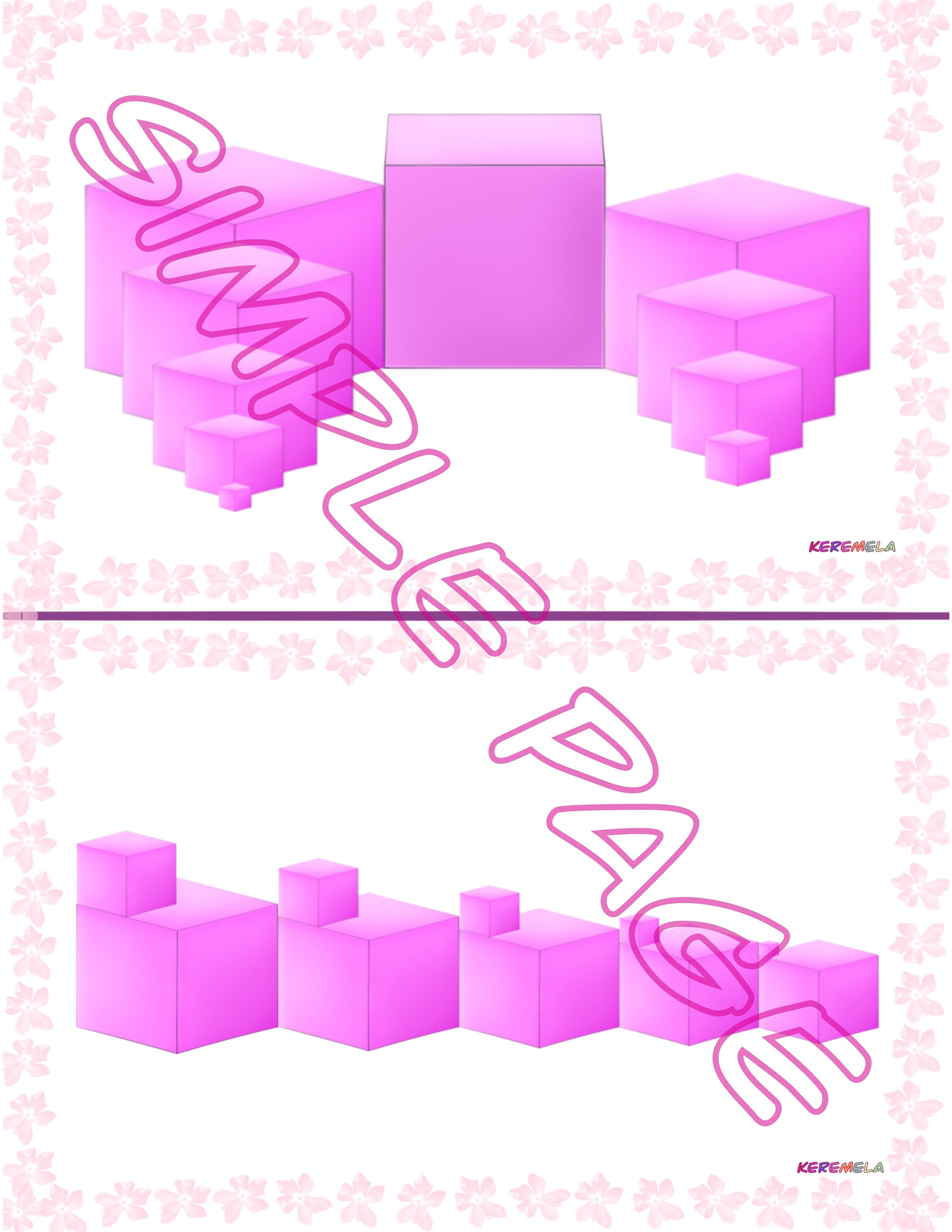 Montessori Pink Tower 3D Working Cards. 14 Different Combınatıon Card ...