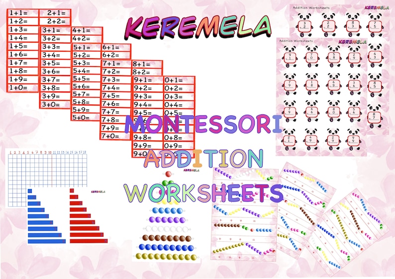 Montessori Addition Worksheets. Bead Ladder.montessori Addition Table ...