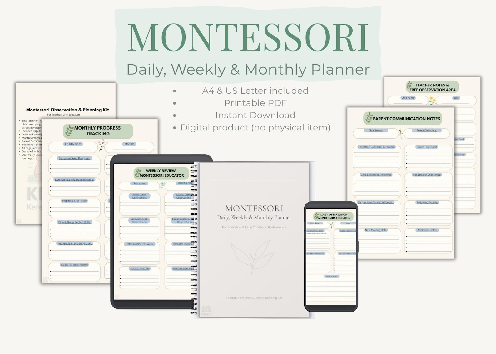 Montessori Teacher Planner | Daily, Weekly & Monthly Planner Pages ...