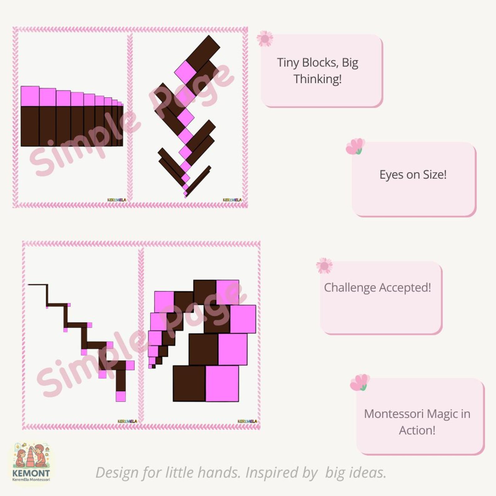 Montessori Pink Tower & Brown Stair Combo Cards | 3-in-1 Printable ...