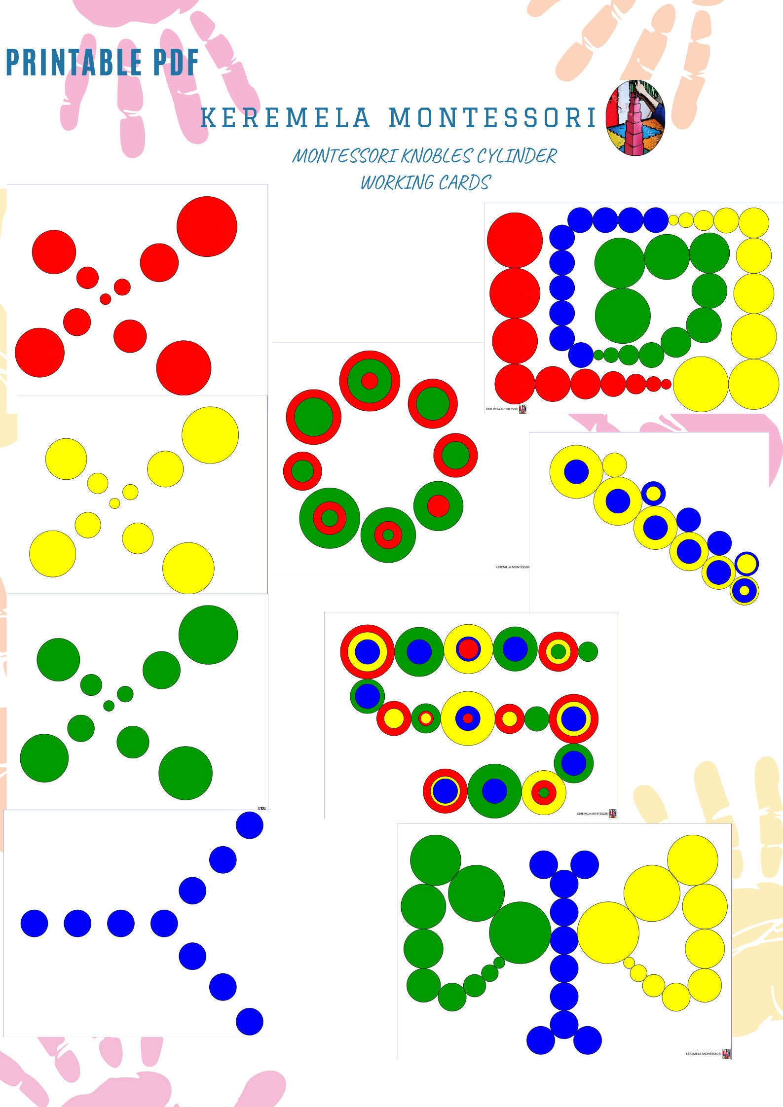 Montessori Knobles Cylinder Working Cards.educational Material ...