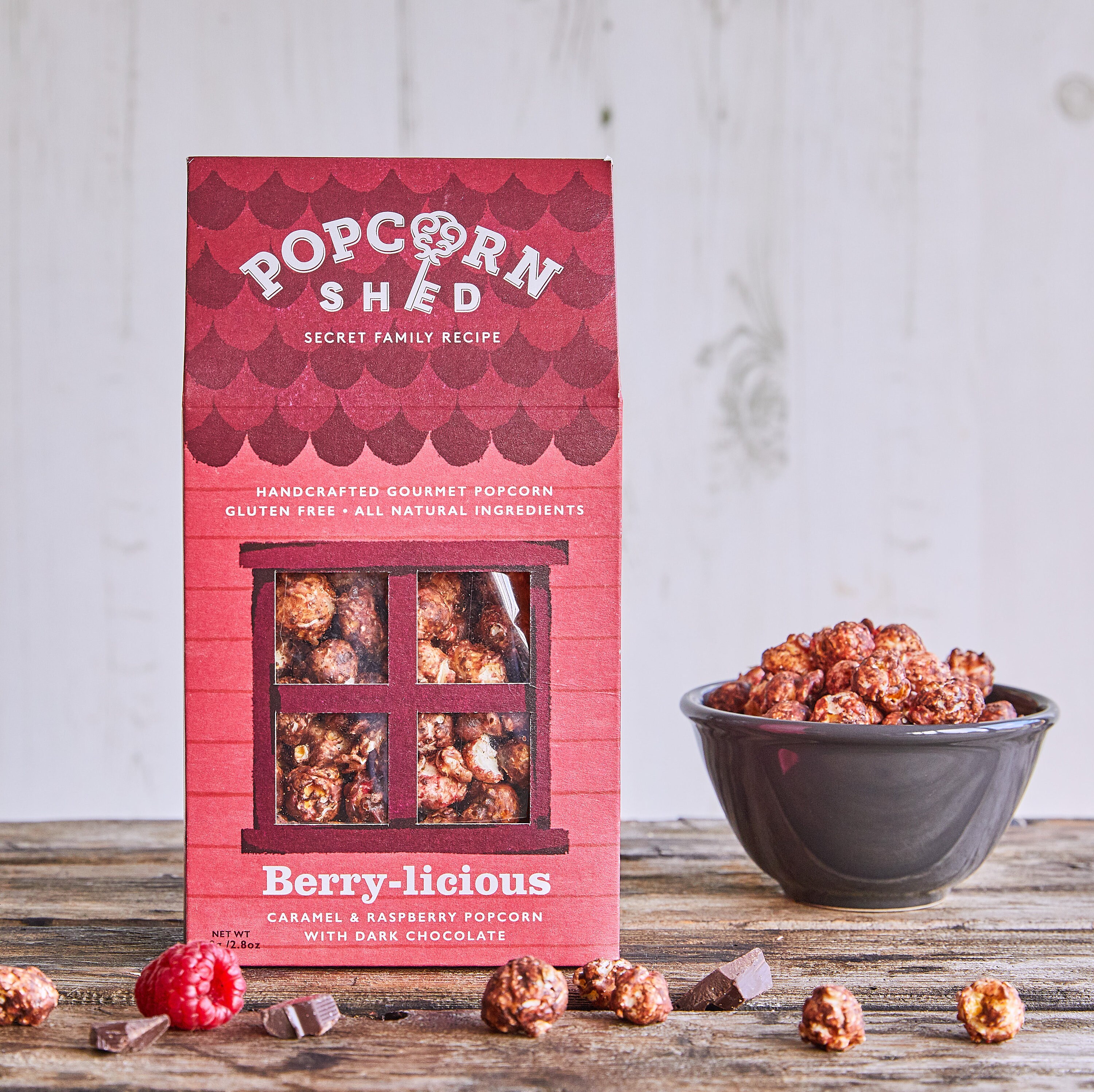 Raspberry and Dark Chocolate Gourmet Popcorn Fruity Chocolate Caramel ...