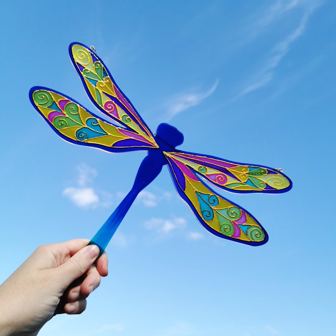 Stain Glass Dragonfly Window Hanging Dragonfly Wall Decor Suncatcher ...