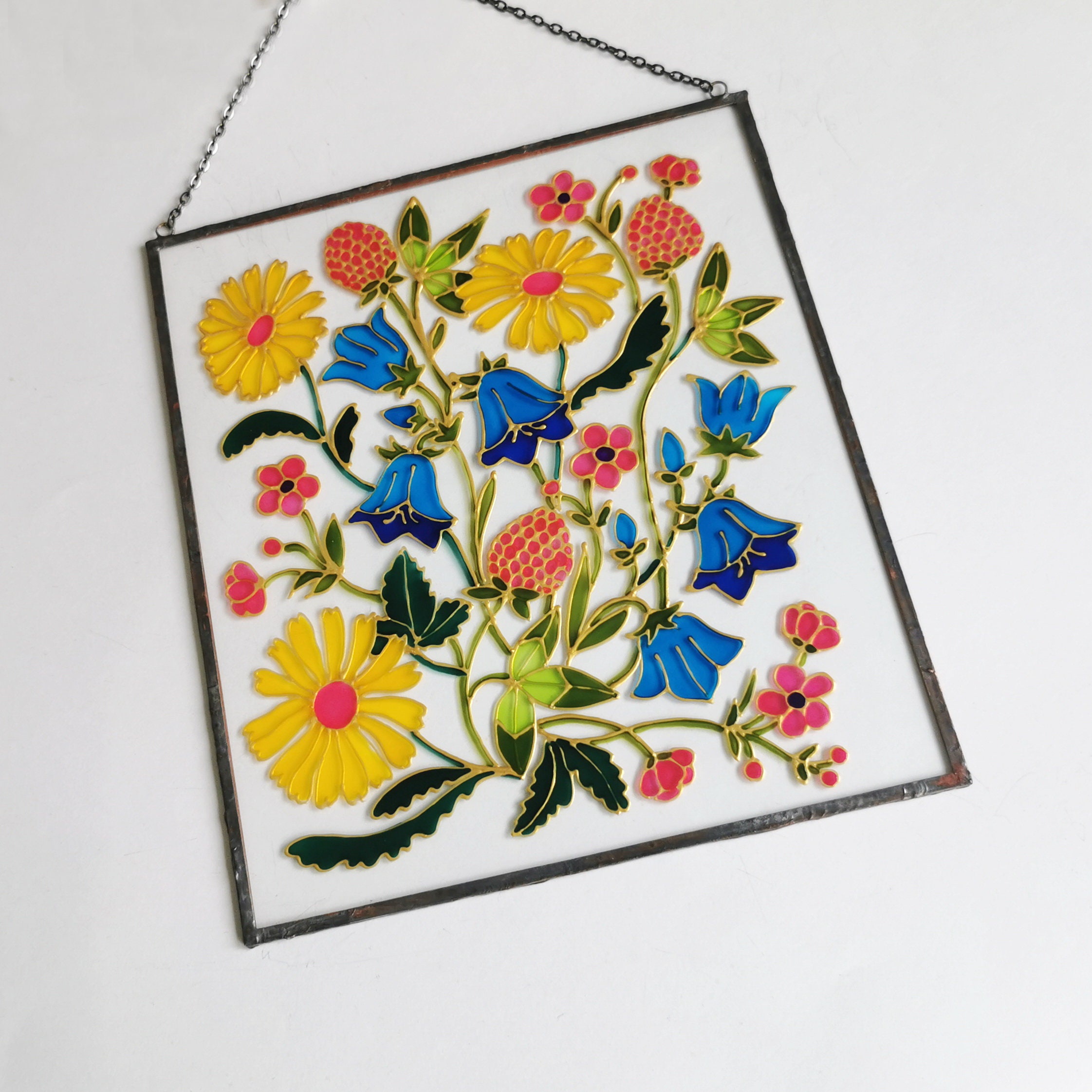 Botanical Sun Catcher Hanging Stain Glass Suncatcher Stain Glass for ...