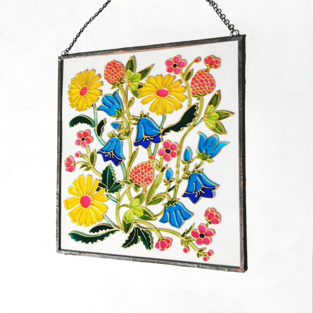 Botanical Sun Catcher Hanging Stain Glass Suncatcher Stain Glass for ...