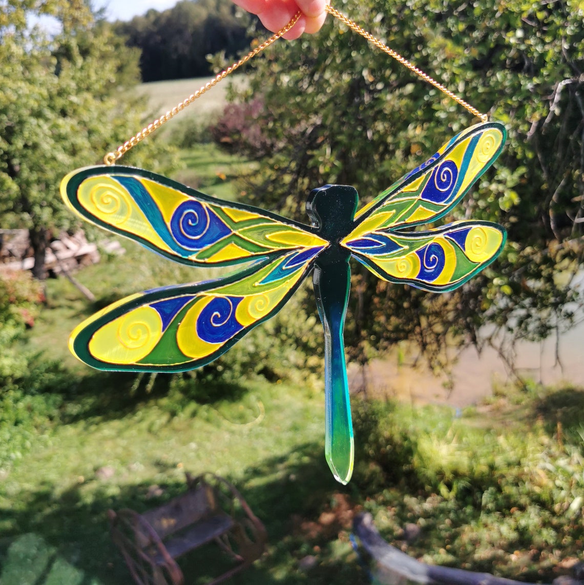 Dragonfly Wall Decor Stain Glass Sun Catcher for Window Hanging Decor ...