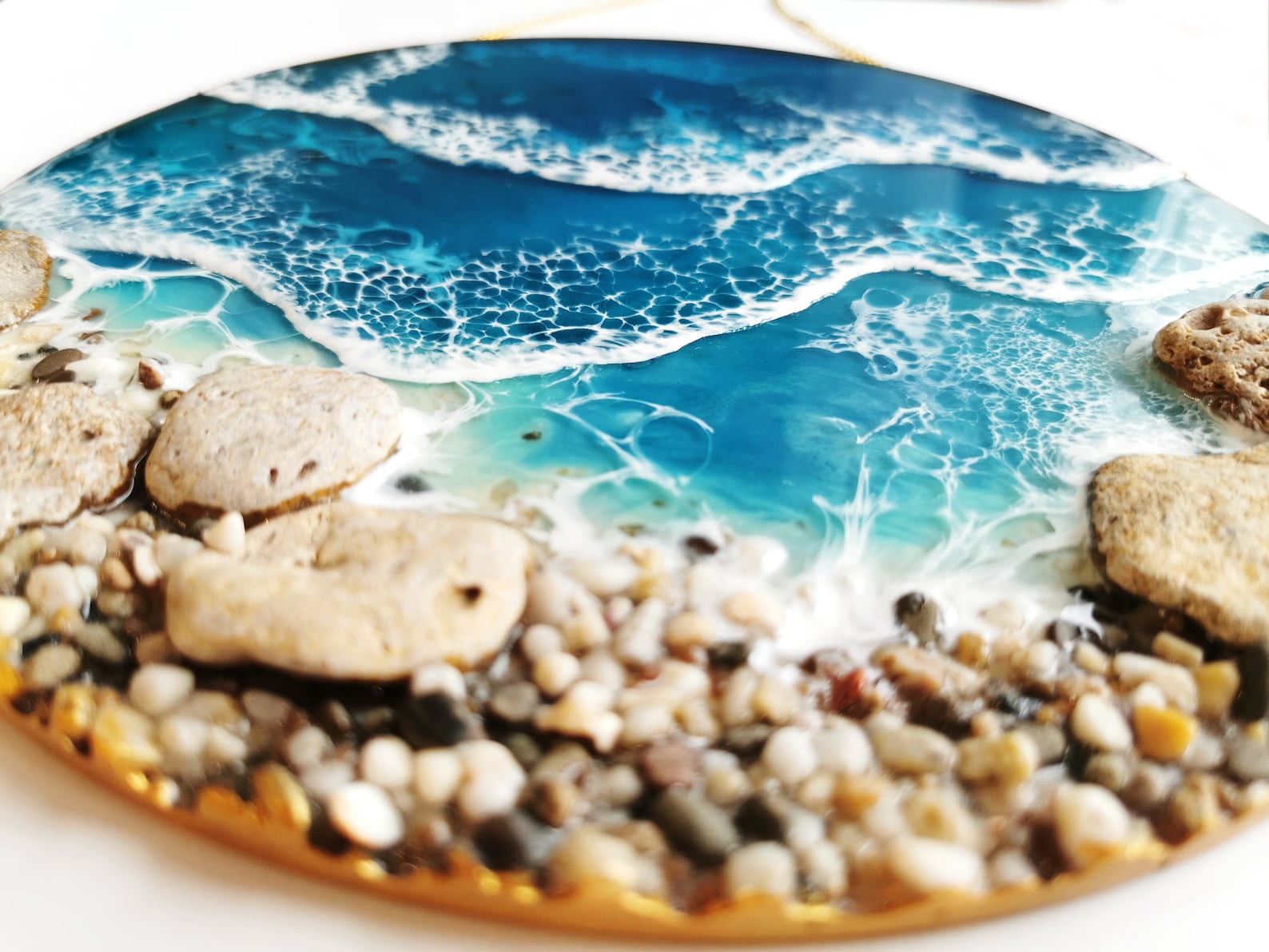 Circle Ocean Art Resin Ocean Painting Beach Wall Art Hanging - Etsy