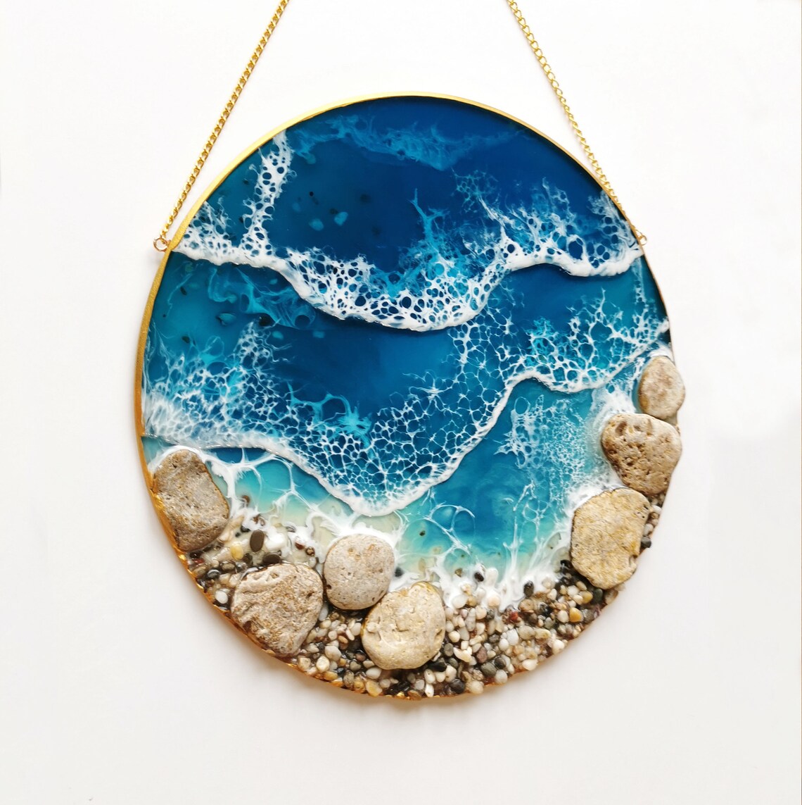 Circle Ocean Art Resin Ocean Painting Beach Wall Art Hanging - Etsy