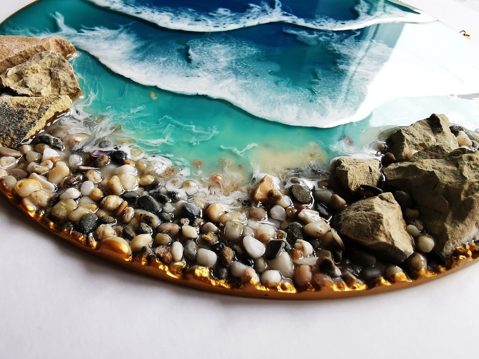 Circle Ocean Art Resin Ocean Painting Beach Wall Art Hanging | Etsy