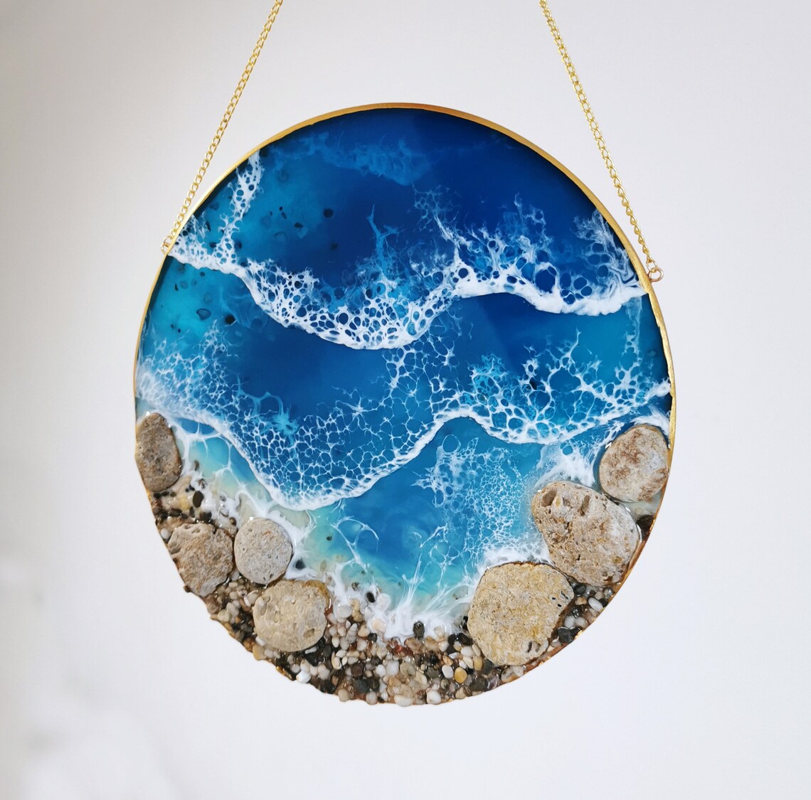 Circle Ocean Art Resin Ocean Painting Beach Wall Art Hanging - Etsy