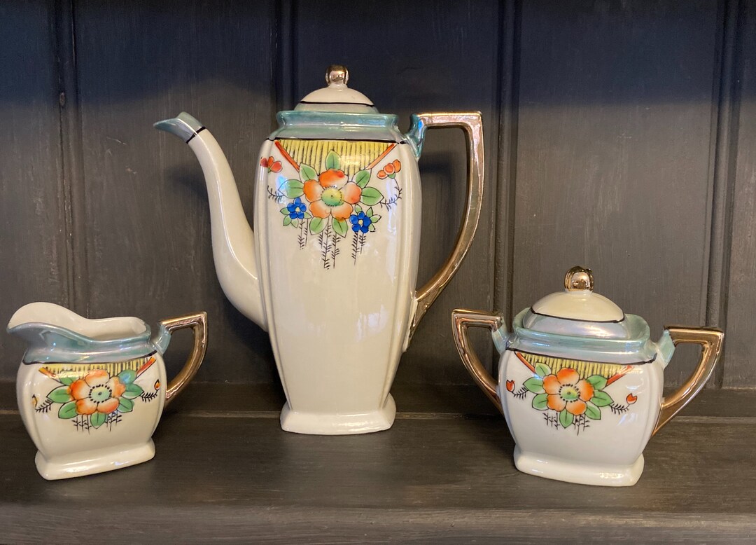 Vintage Hand-painted Japanese Coffee Set - Etsy