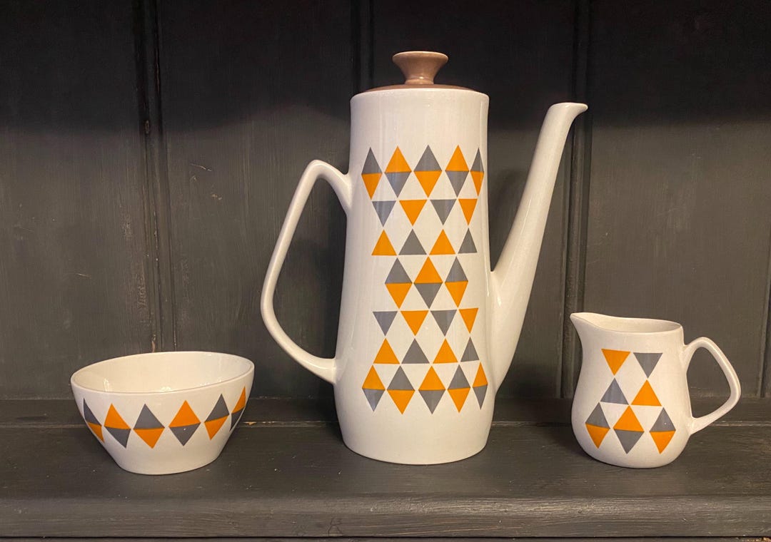 Vintage Coffee Set in Checkmate Pattern by Empire Porcelain Company ...