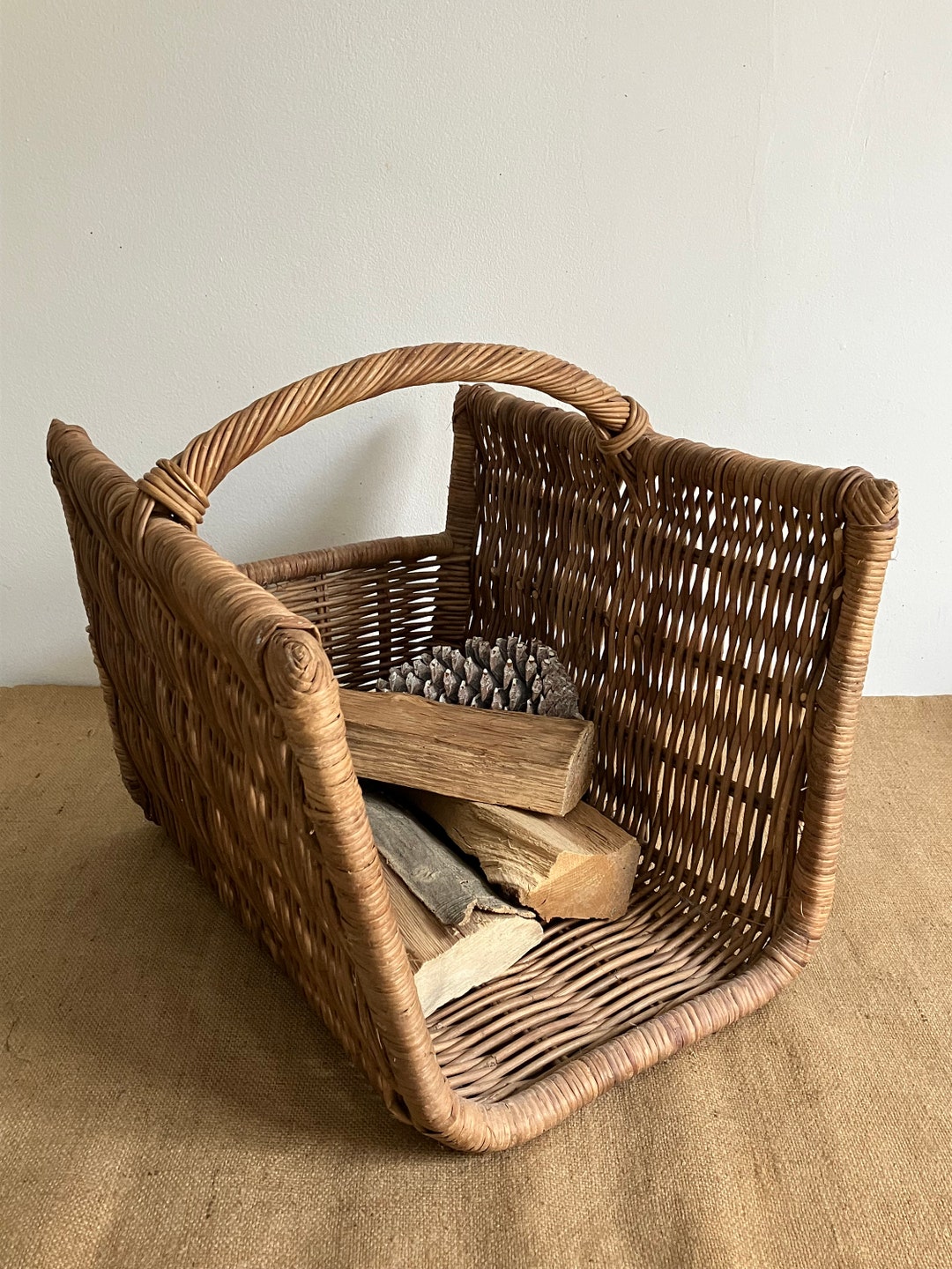 Woven Wicker Log Holder Wood Basket - Etsy