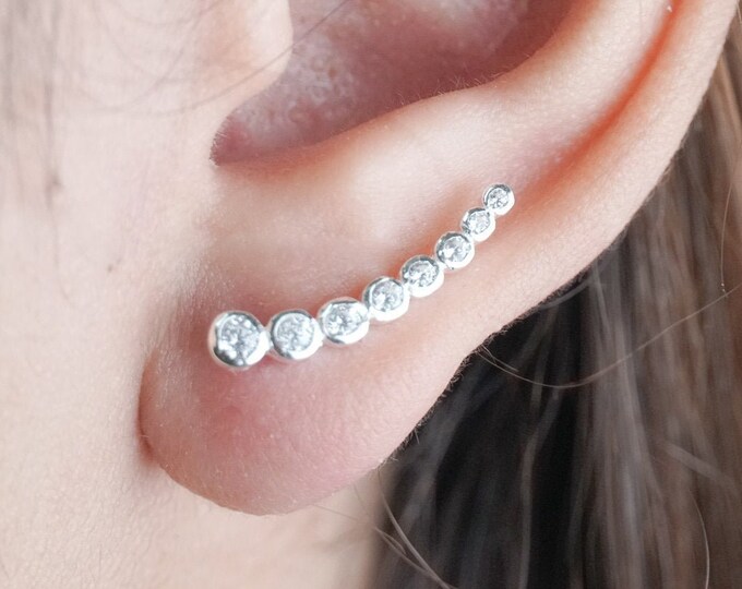Ear Climbers Ear Climber Ear Crawler Minimalist Earrings Silver Jewelry ...