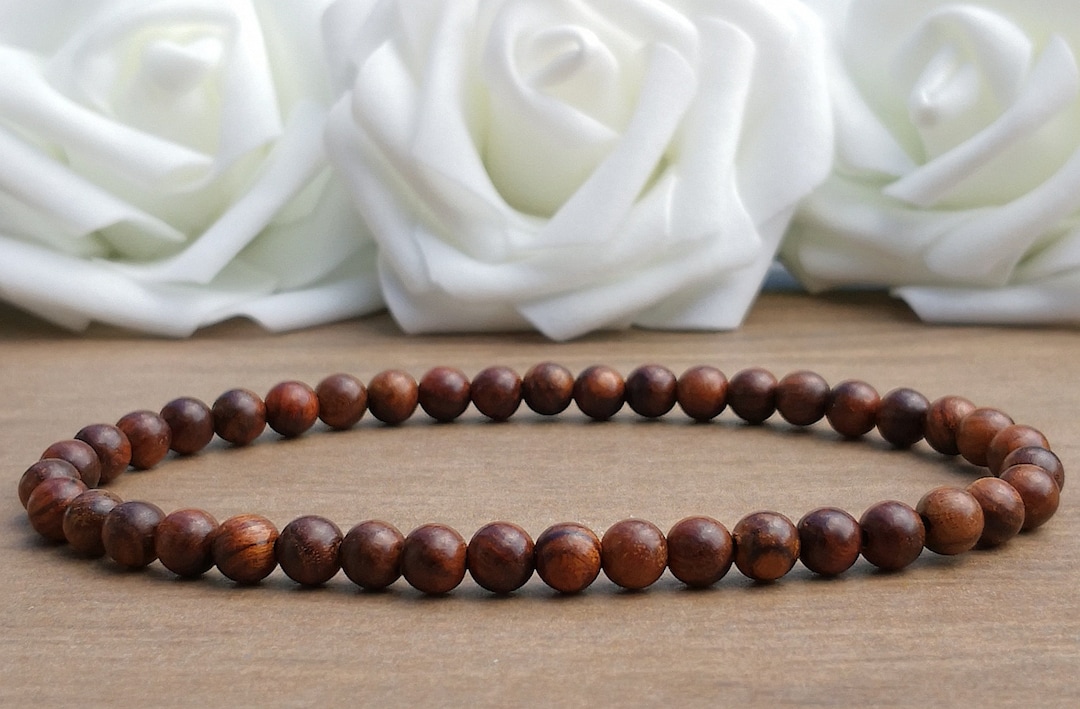 Rustic Natural Wood Bead Bracelet for Men, 6mm Natural Wooden Beaded ...