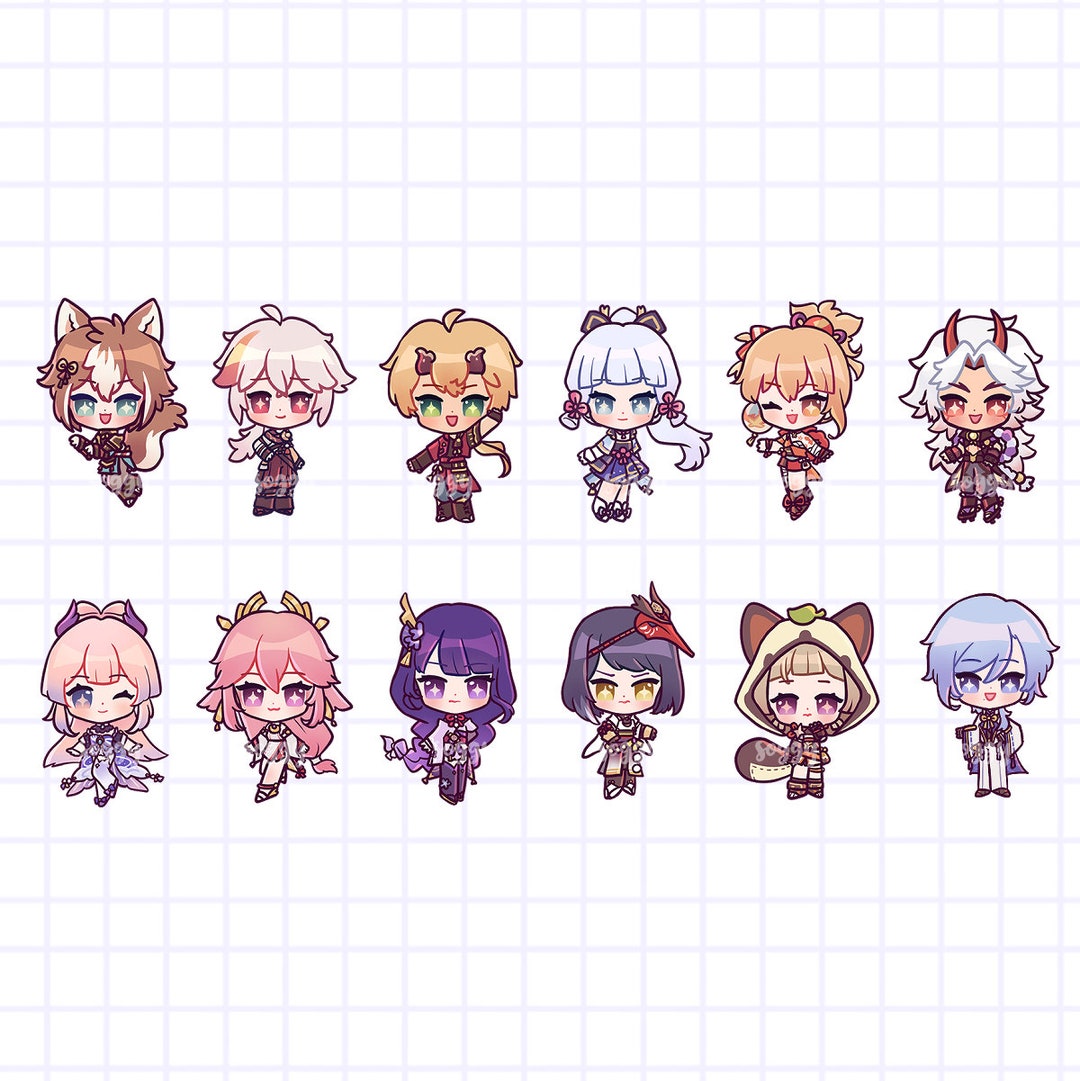 Genshin Impact Inazuma Chibi Die Cut Stickers - Etsy