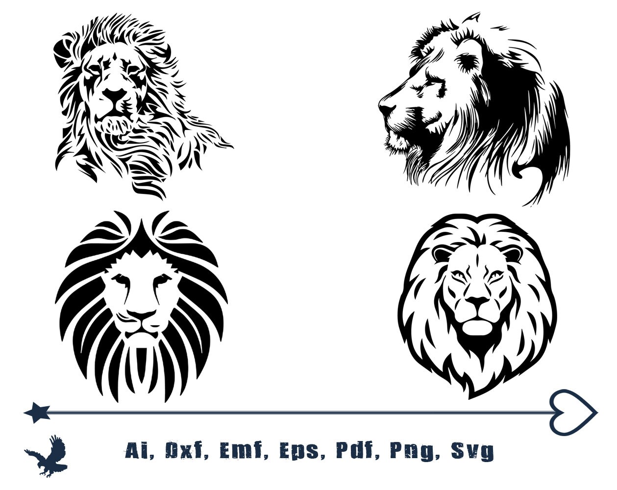 African Animal Head Silhouettes