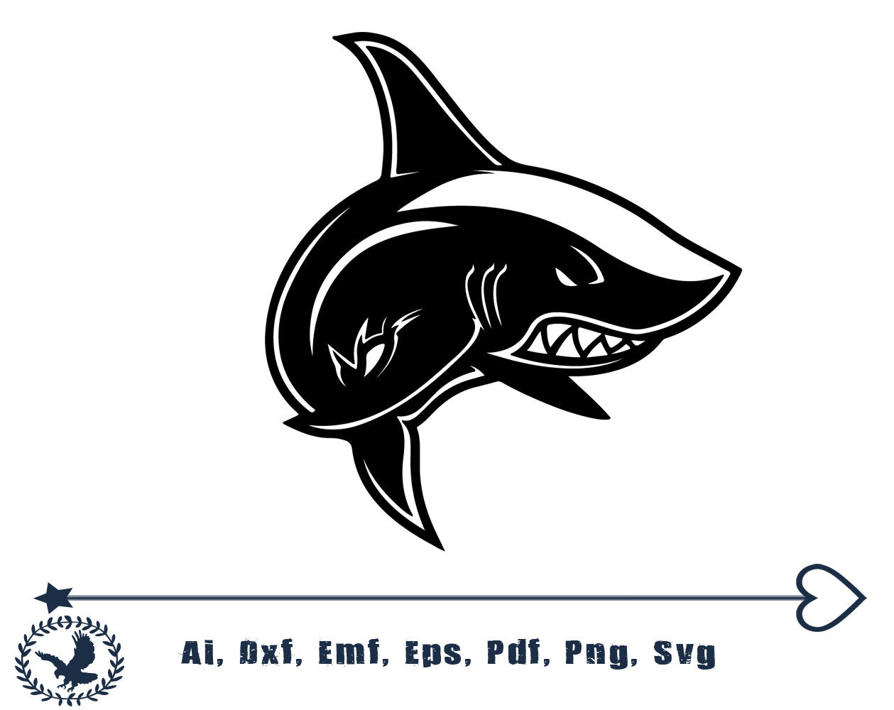 Tiburón siluetas SVG Vector Clip Art Cortar archivos para Cricut ...