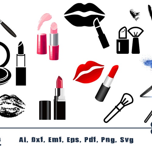 Makeup Svg Bundle Lipstick Svg Mascara Svg Nail Polish Svg | Etsy