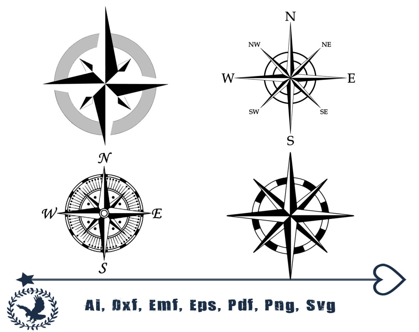 Compass SVG Compass Clipart Adventure SVG Travel Svg Files - Etsy