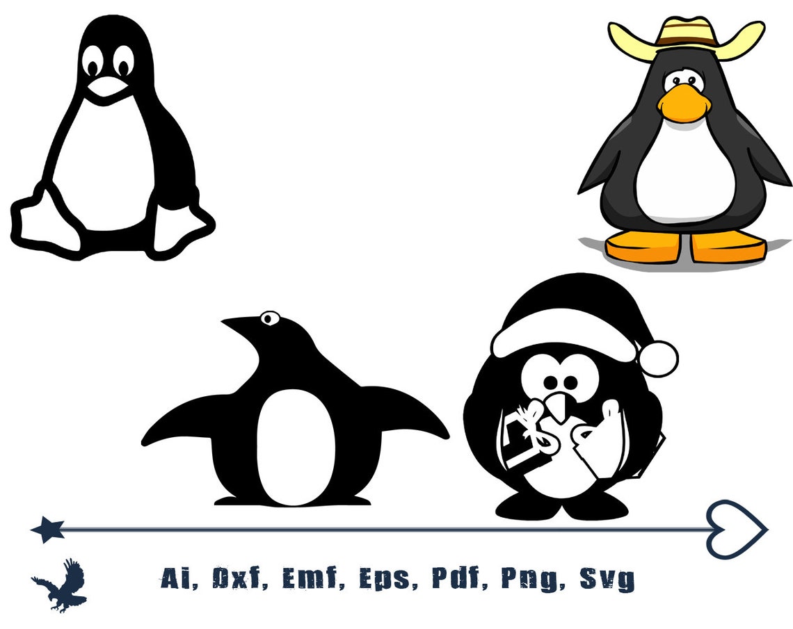 Penguin SVG DXF Christmas Penguin Svg Winter Penguin Svg - Etsy