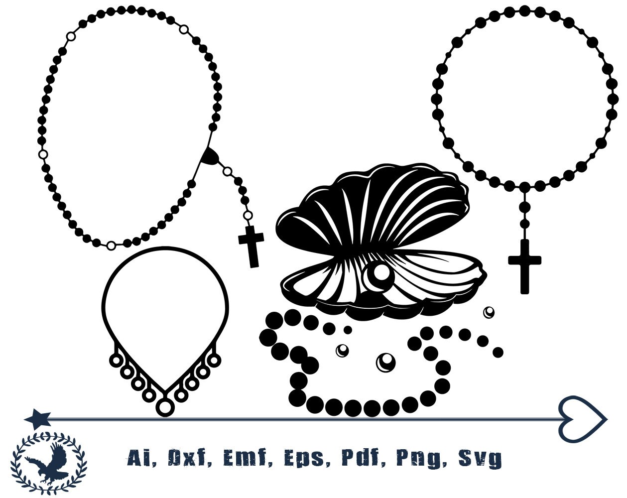 Necklace SVG, Necklace Svg Cut File, Dxf File, Eps File, Pearl Necklace ...