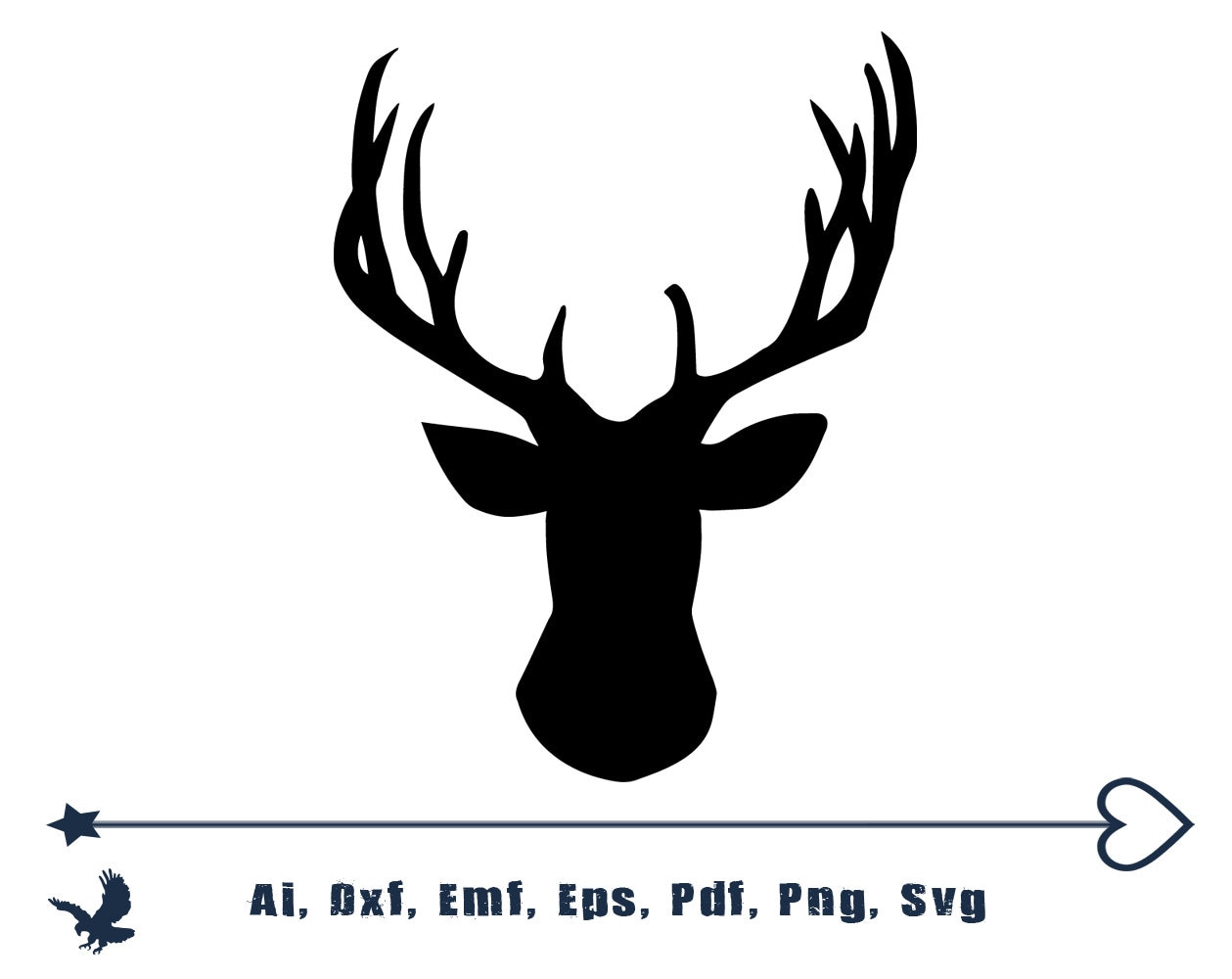 Deer SVG Hunting SVG File Buck Clipart Head Silhouette Clip Art File PNG Vector Graphic Deer ...