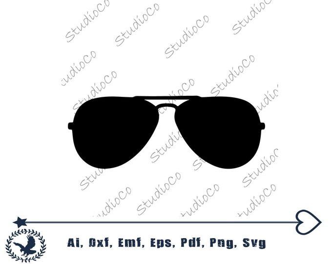 Aviator Sunglasses SVG Aviators SVG Sunglasses Silhouette Shape Png Cut ...