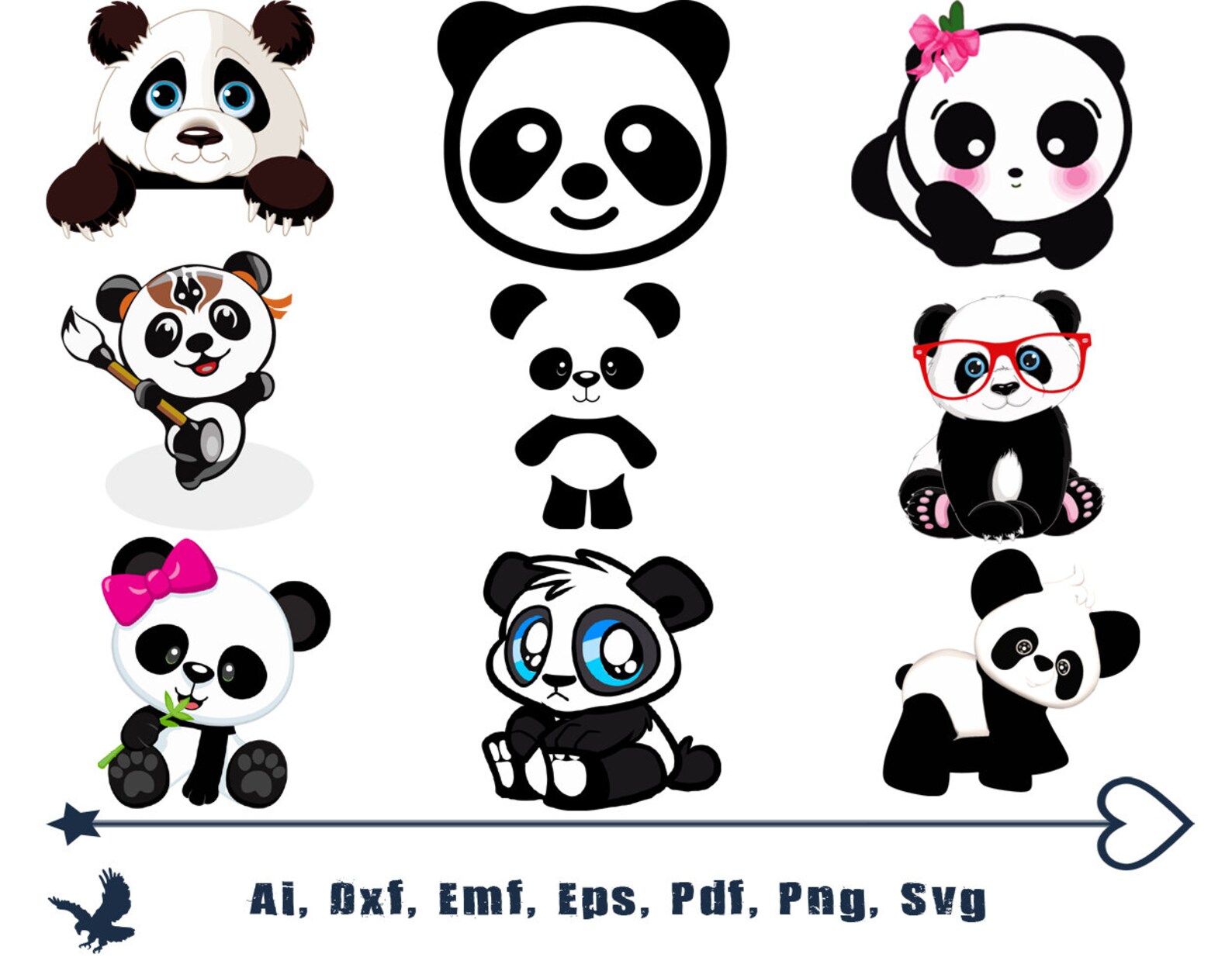 Panda SVG Cute Panda SVG Cartoon Panda Svg Panda Clipart | Etsy