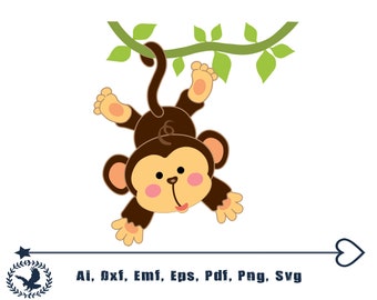 Monkey SVG Cut File, SVG, DXF for Cameo Silhouette, Cricut Design Space ...