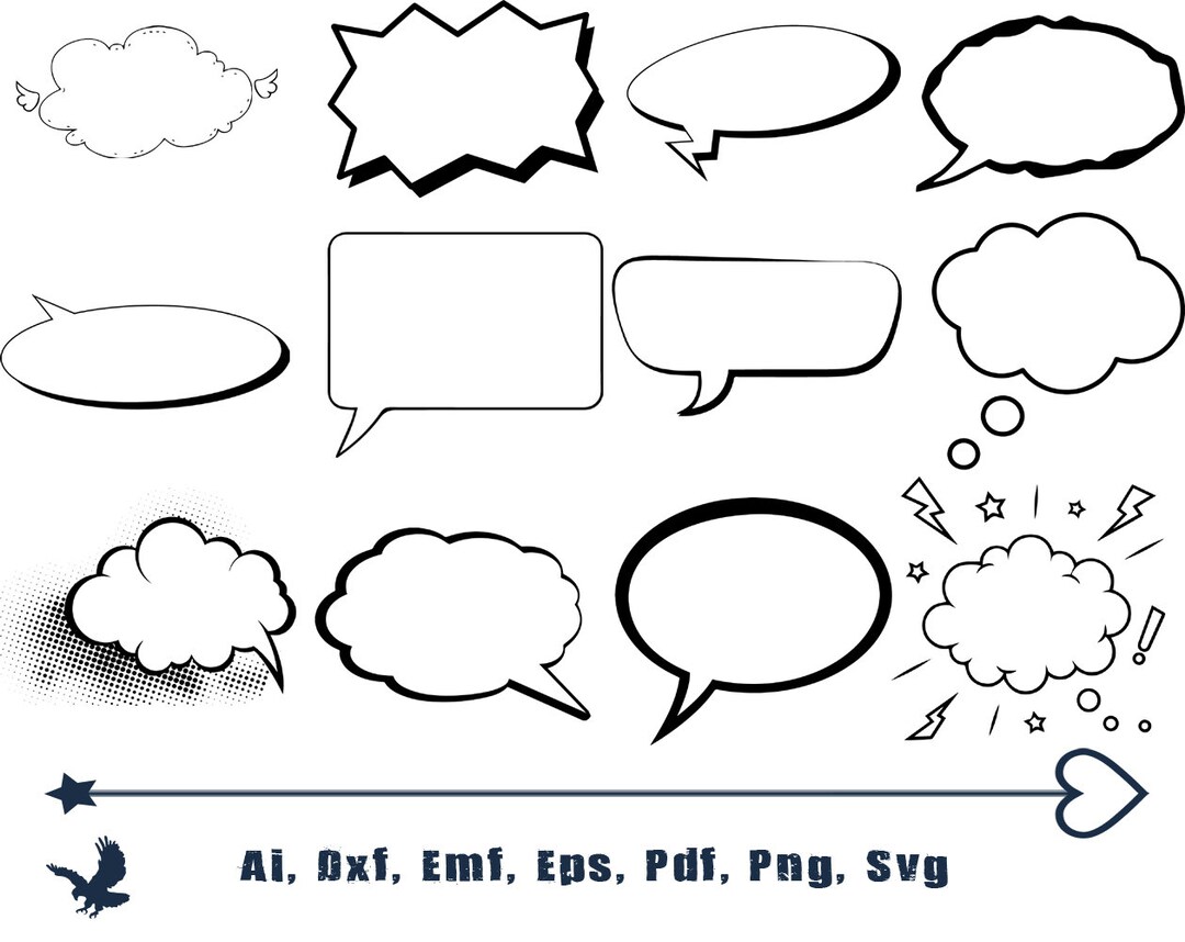 Speech Bubbles Svg - Speech Bubbles Clipart - Comic Bubbles Vector ...
