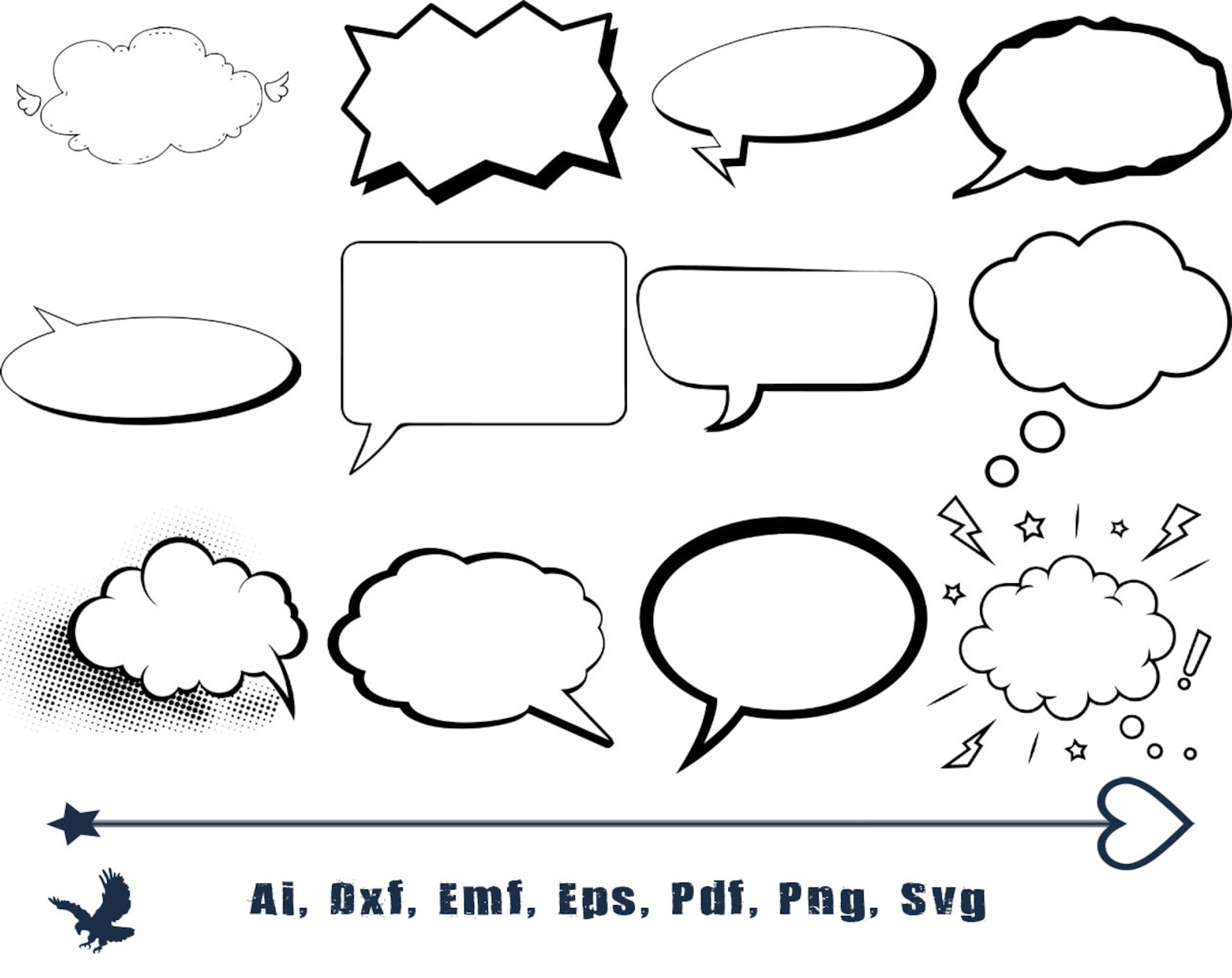 Speech Bubbles Svg Speech Bubbles Clipart Comic Bubbles | Etsy
