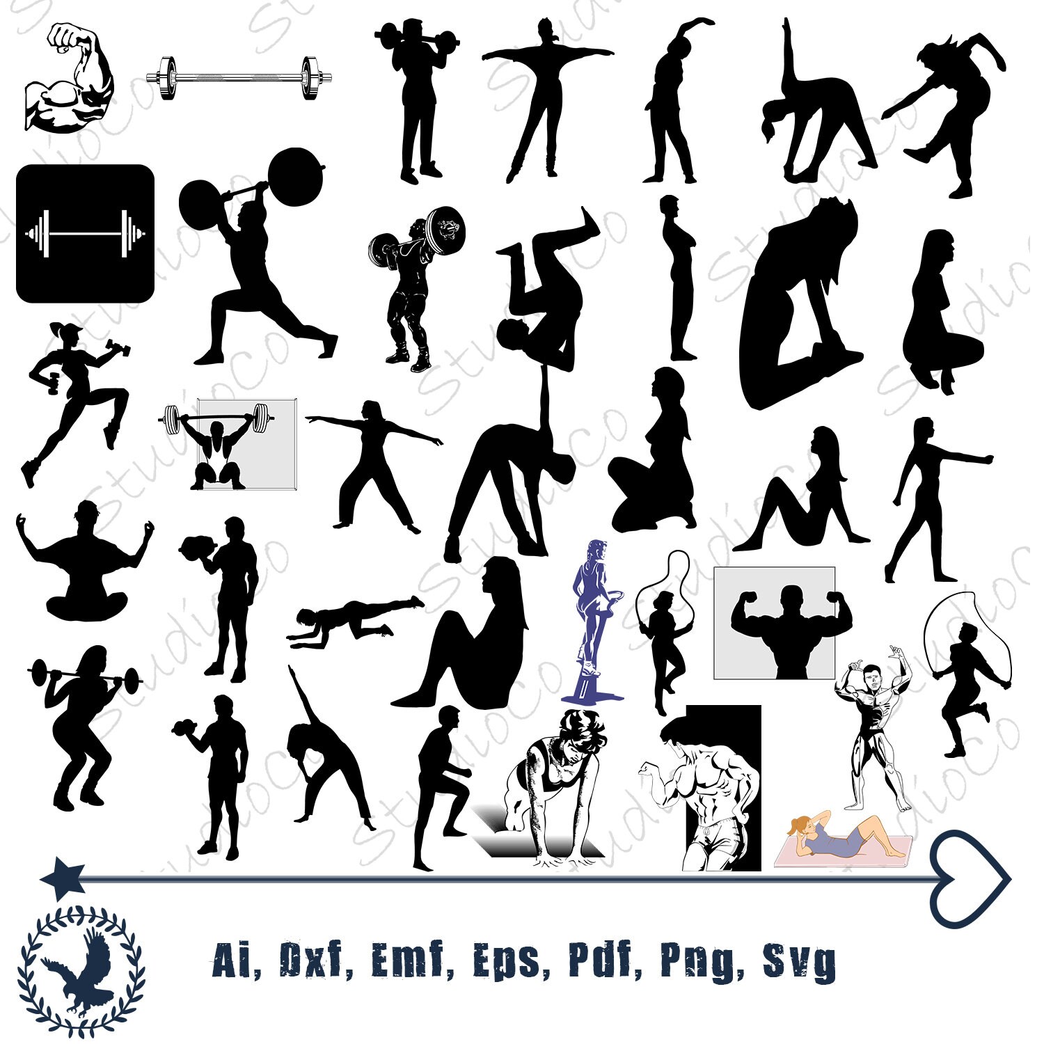 Fitness Item SVG Bundlefitness Item SVG Clipart Fitness | Etsy