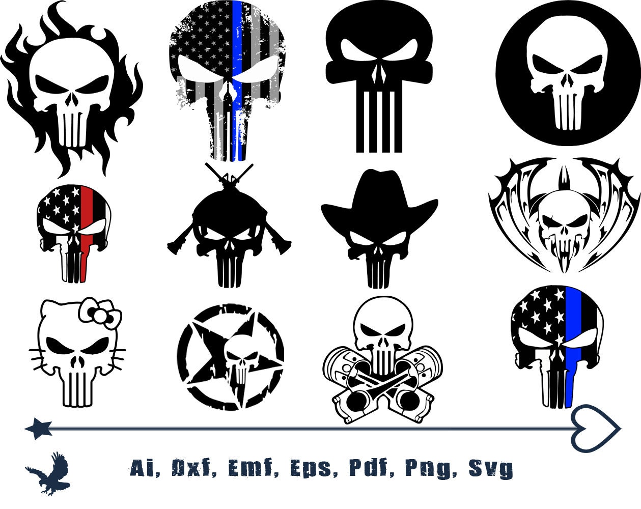 Punisher Skull Logo Vector