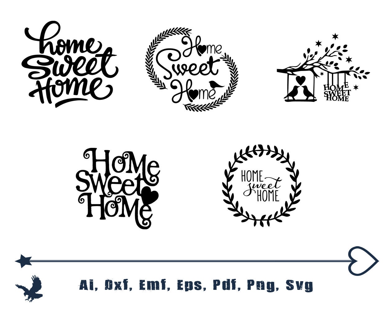 Home Sweet Home SVG Cut Files For Silhouette and Cricut Png | Etsy