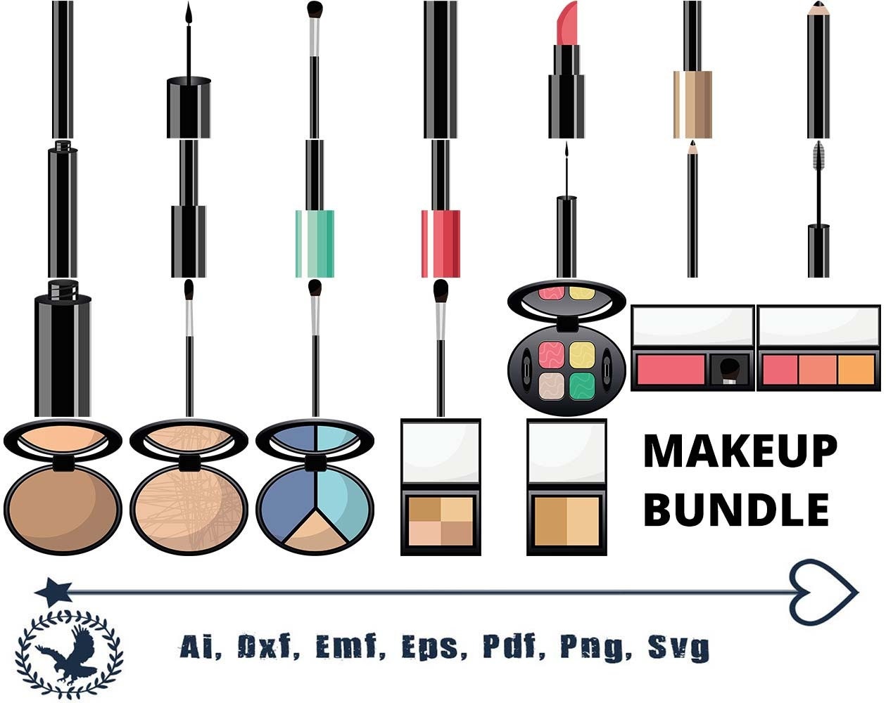 Makeup Svg Bundle Mascara Svg Nail Polish Svg Makeup Brush Svg | Etsy