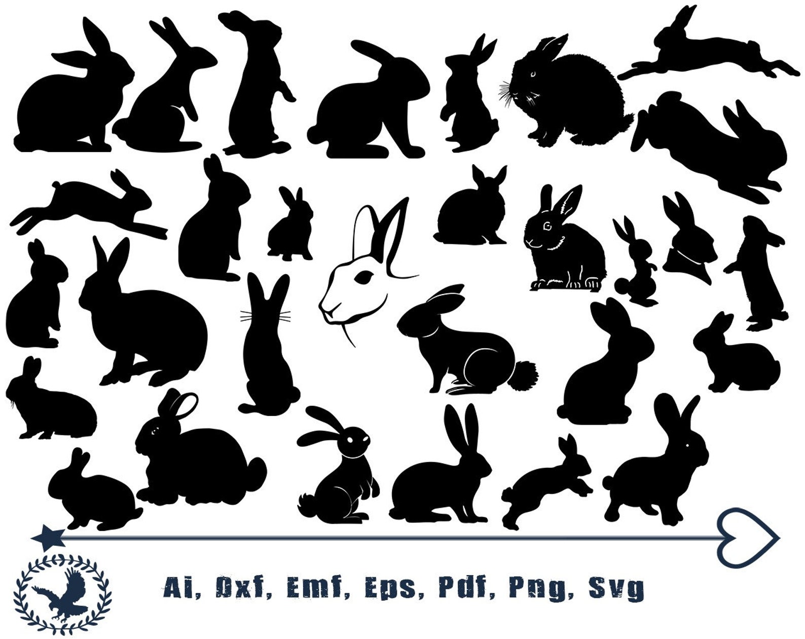 Rabbit SVG Bundle Bunny Svg Hare Svg Rabbit Silhouette | Etsy