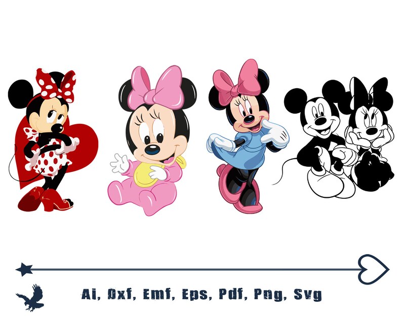 Minnie Mouse Svg Dxf Eps Ai Cdr Vector Files for - Etsy