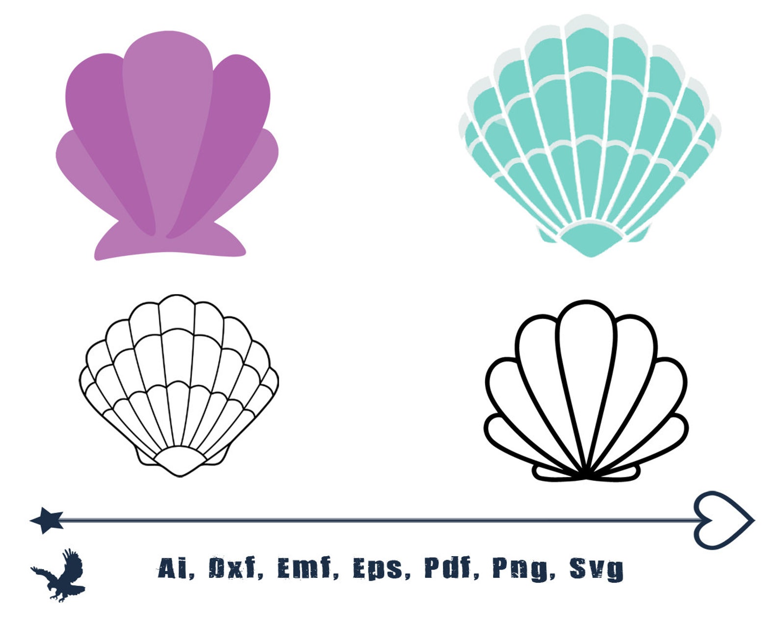 Seashell Svg Seashell Silhouette Svg Mermaid Shell Svg Sea - Etsy