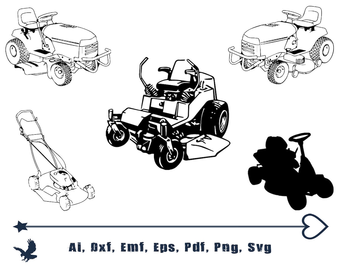 MOWER Lawn Mower Outline SVG Digital Download Cuttable Files Cricut ...
