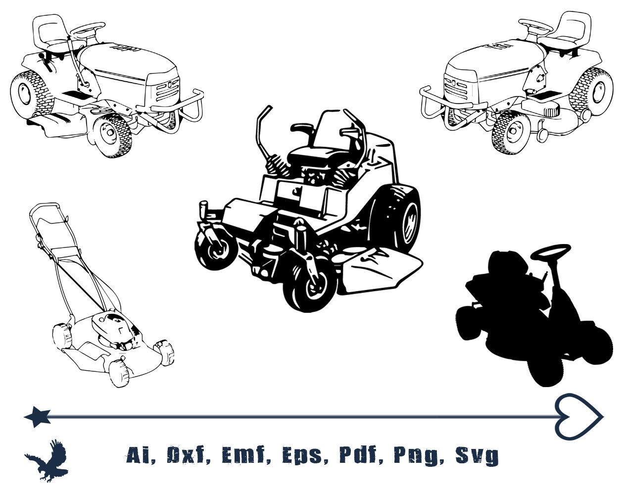 MOWER Lawn Mower Outline SVG Digital Download Cuttable Files Cricut ...