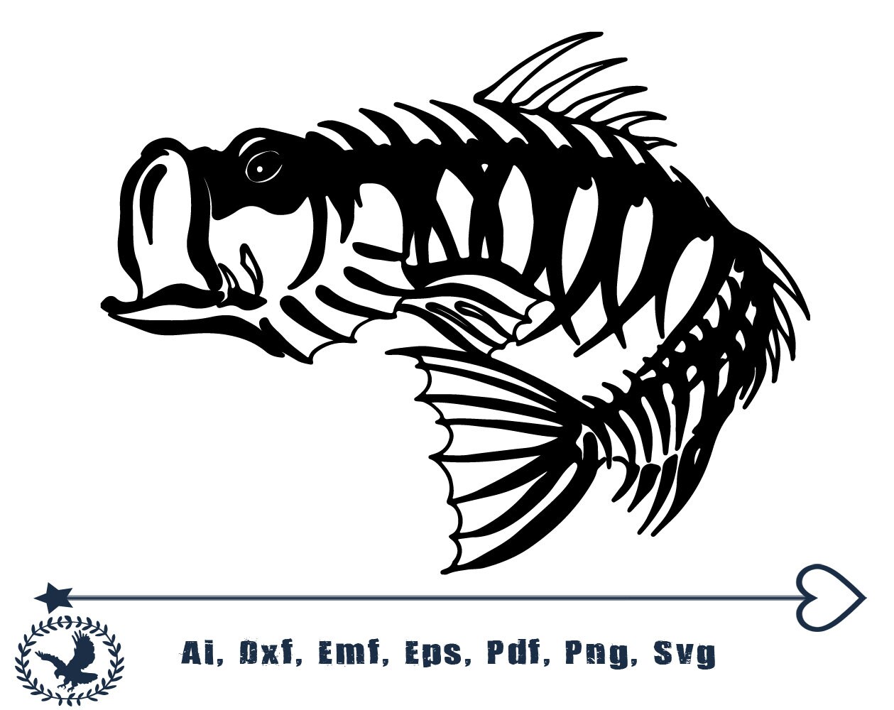 Fish Skeleton Instant Download SVG PNG EPS Dxf Jpg Digital | Etsy Canada